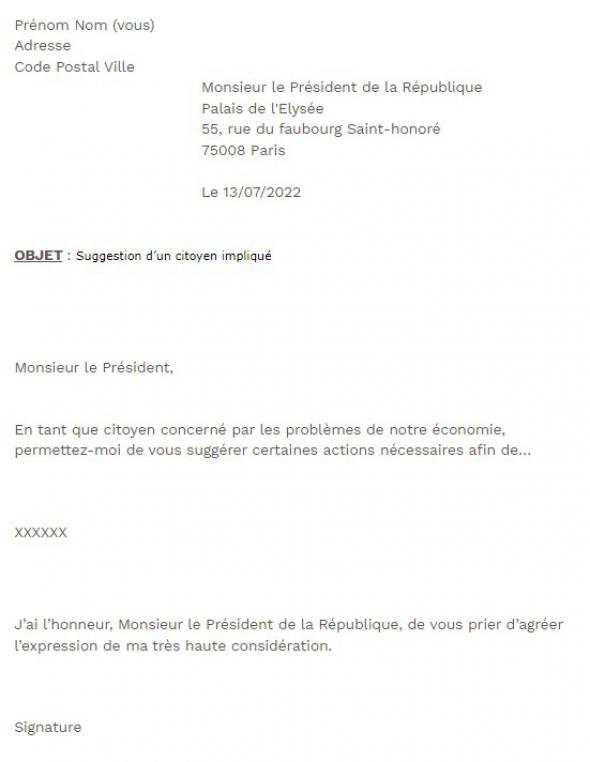 À votre tour d'écrire une lettre au Président de la République francaise